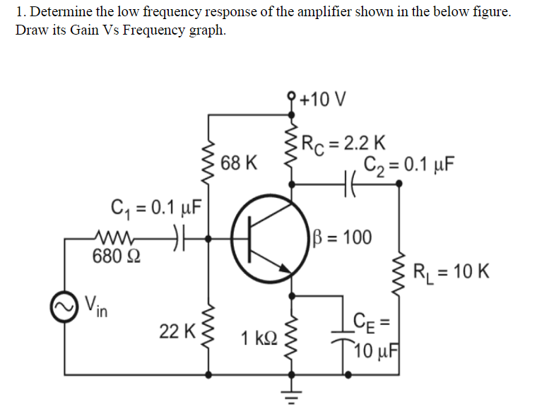 Solved 1. Determine the low frequency response of the | Chegg.com