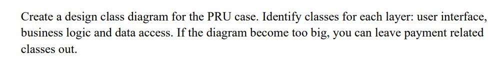 Solved Create a design class diagram for the PRU case. | Chegg.com