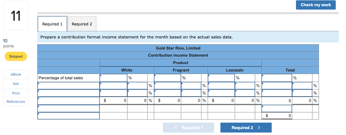Solved Prepare a contribution format income statement for | Chegg.com