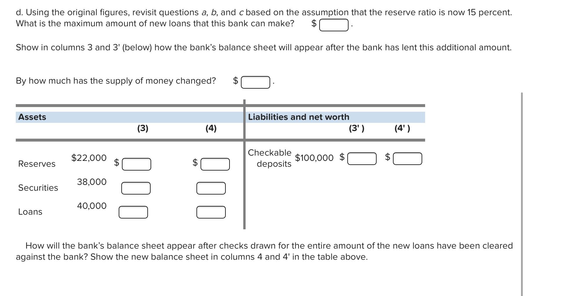 Solved Suppose that Big Bucks Bank has the simplified | Chegg.com