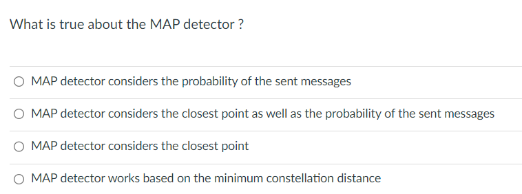 Solved What is true about the MAP detector?MAP detector | Chegg.com