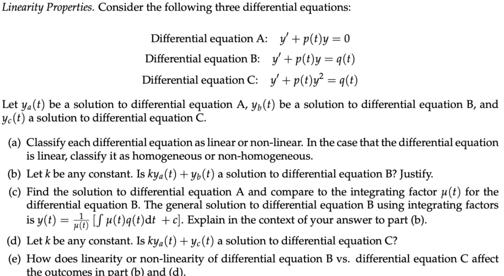 Solved Linearity Properties. Consider the following three | Chegg.com