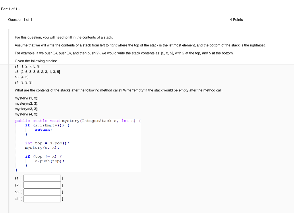 Solved Part 1 Of 1 Question 1 Of 1 4 Points 4 Points For