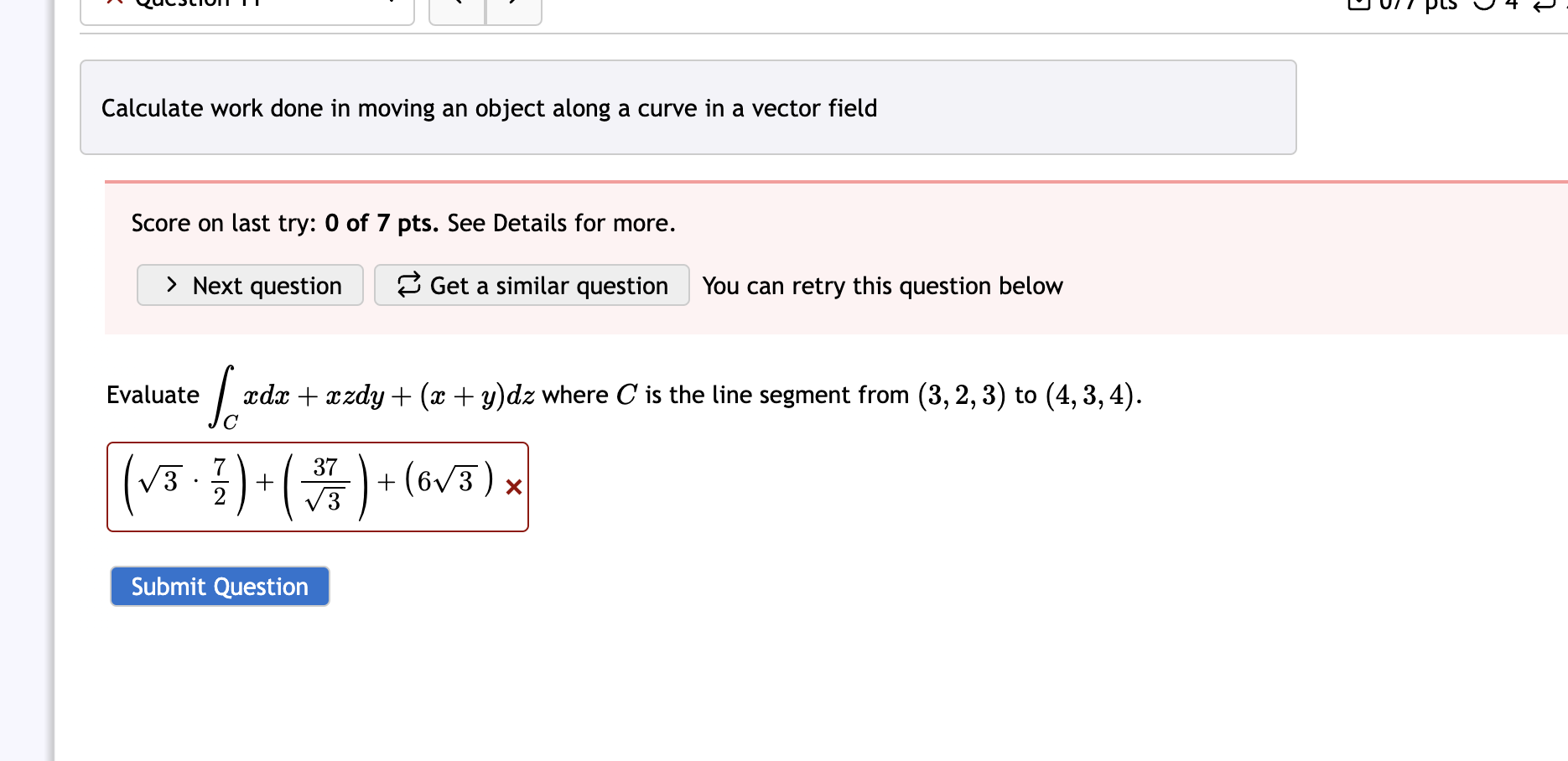 Solved Calculate work done in moving an object along a curve | Chegg.com