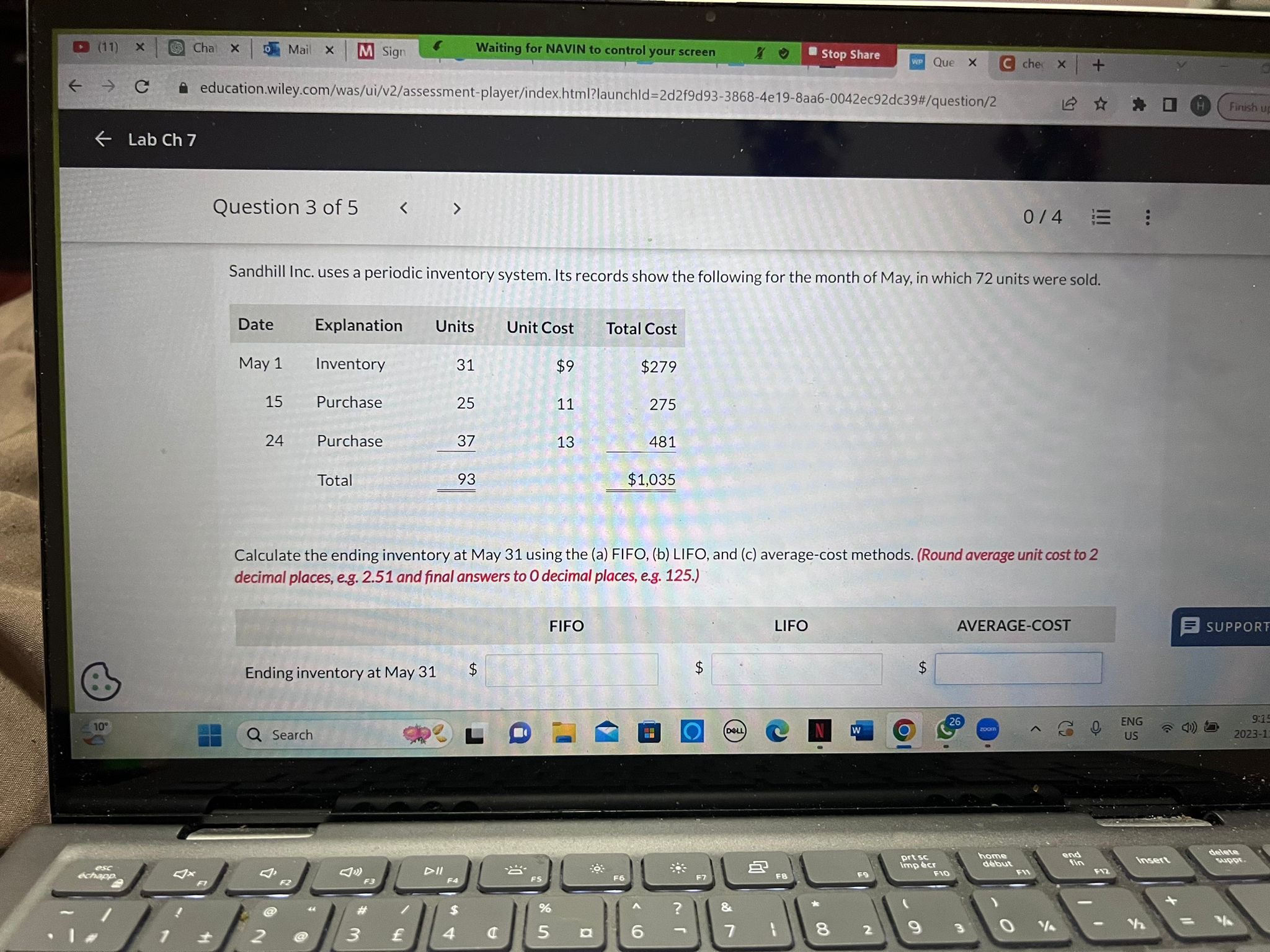 Calculate the ending inventory at May 31 ﻿using the | Chegg.com