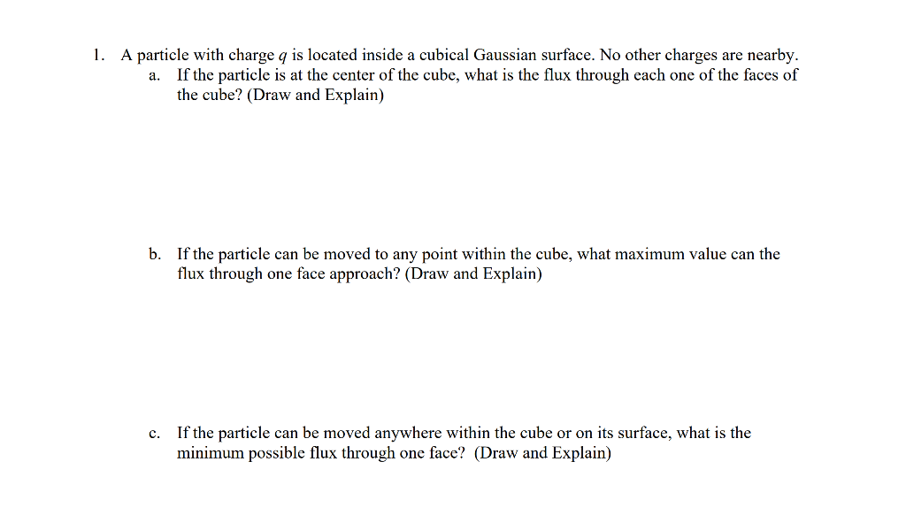 Solved A particle with charge q is located inside a cubical | Chegg.com