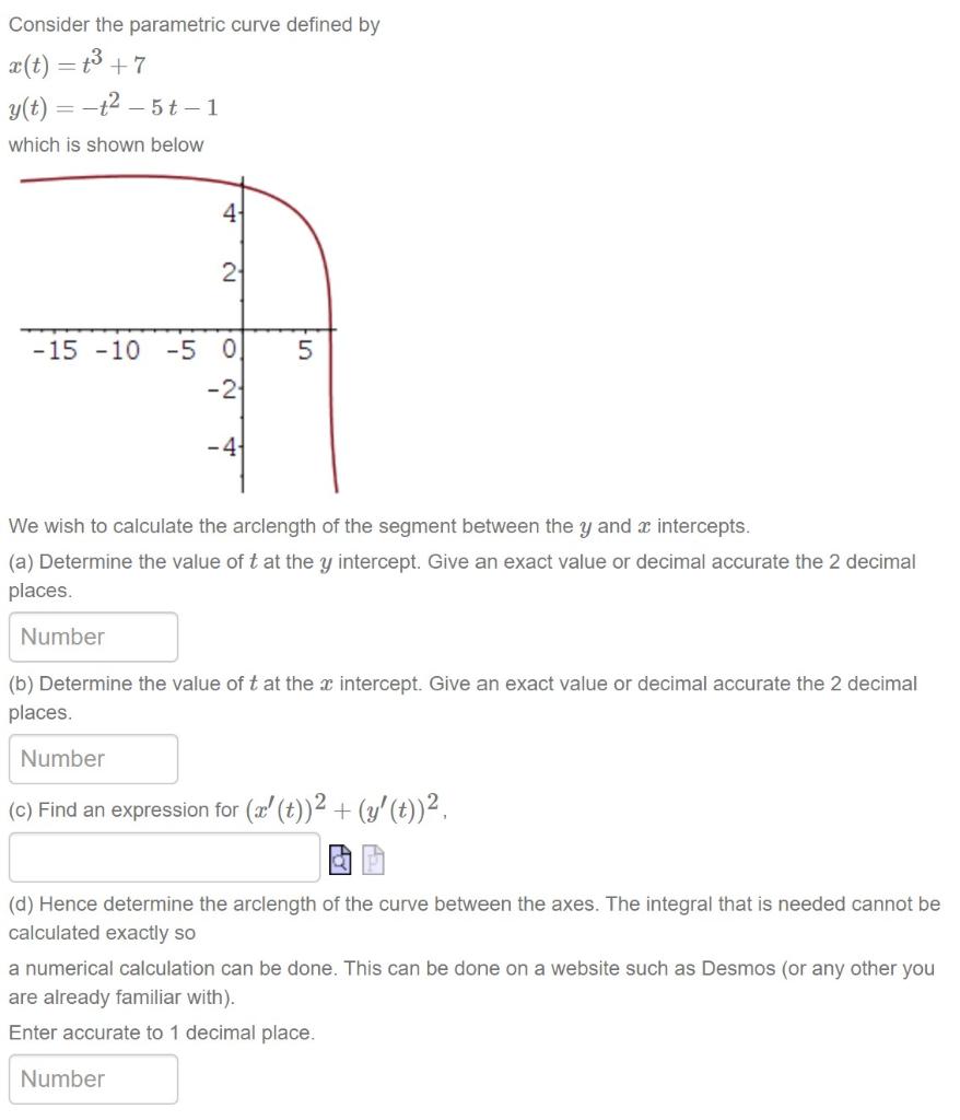 Solved Consider the parametric curve defined by X(t) = 3 +7 | Chegg.com