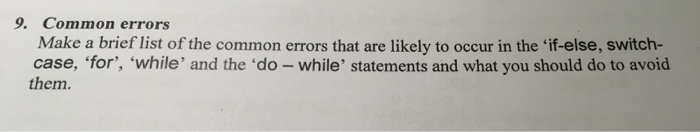 Solved Common errors Make a brief list of the common errors | Chegg.com