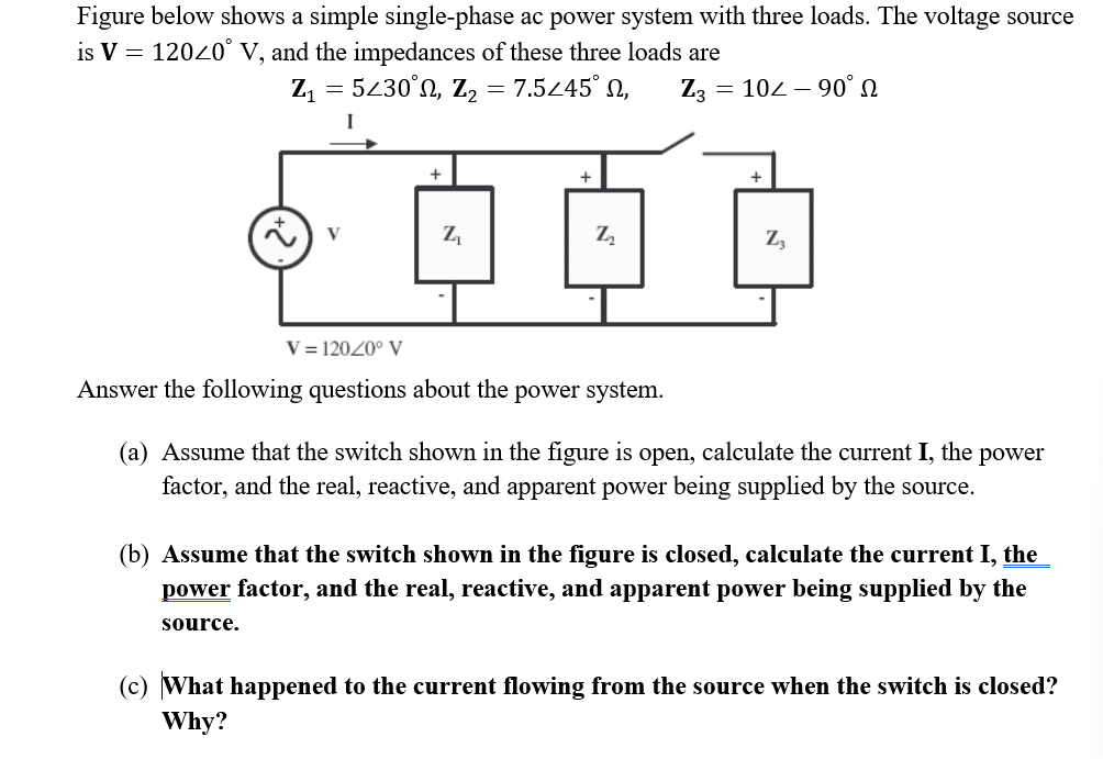 Solved Figure below shows a simple single-phase ac power | Chegg.com