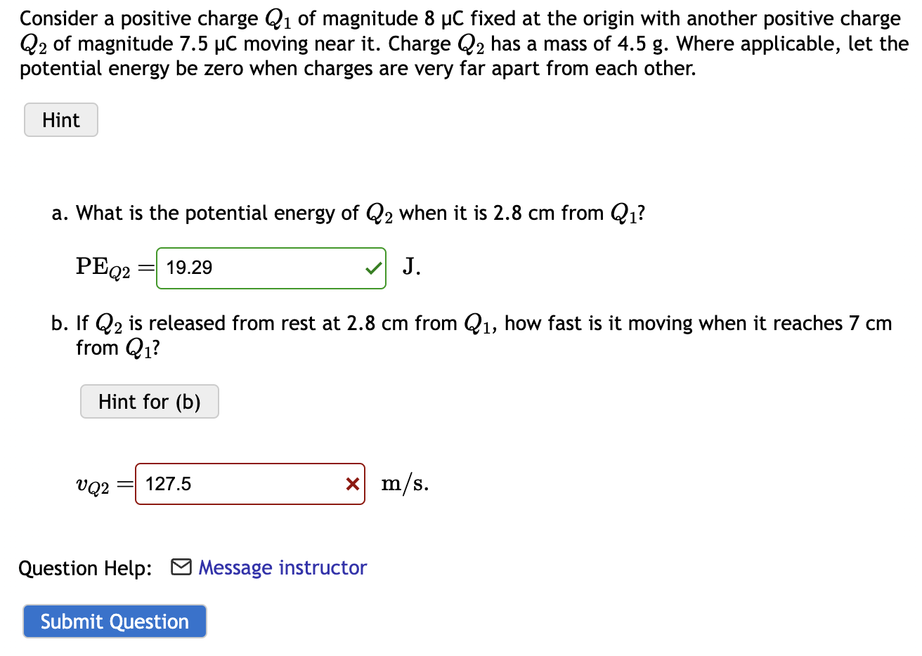 Solved Consider a positive charge Q1 of magnitude 8μC fixed | Chegg.com