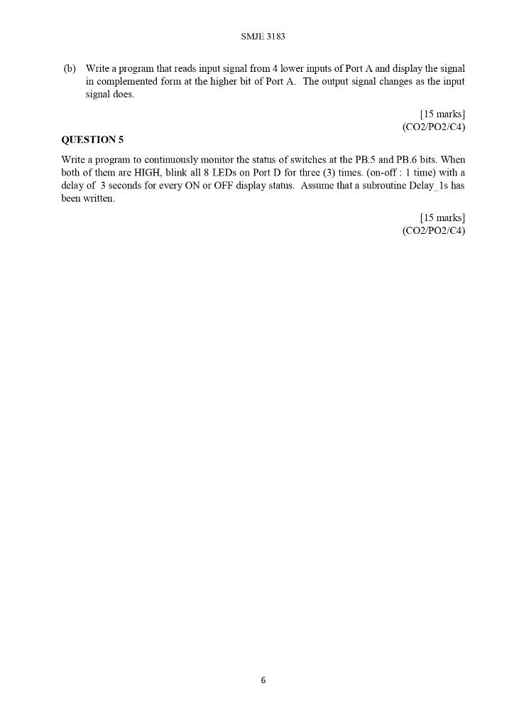 Solved QUESTION 1 (a) AVR ATmega32 is a single-chip 8-bit | Chegg.com