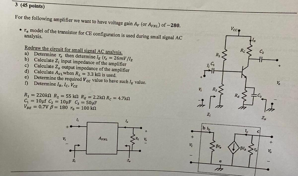 Solved For the following amplifier we want to have voltage | Chegg.com