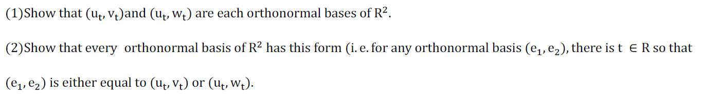 Solved ixt ∈ R. Let ut=(cost,sint) and vt=(−sint,cost) and | Chegg.com