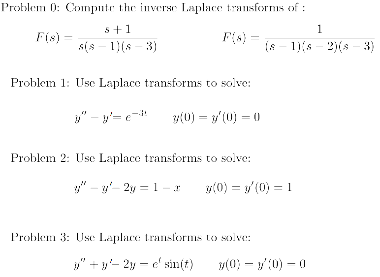 Solved Problem 0: Compute the inverse Laplace transforms of | Chegg.com