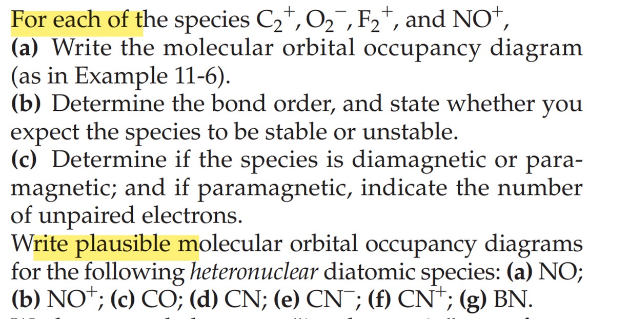 Solved For each of the species C2+,O2-,F2+, ﻿and NO+,(a) | Chegg.com