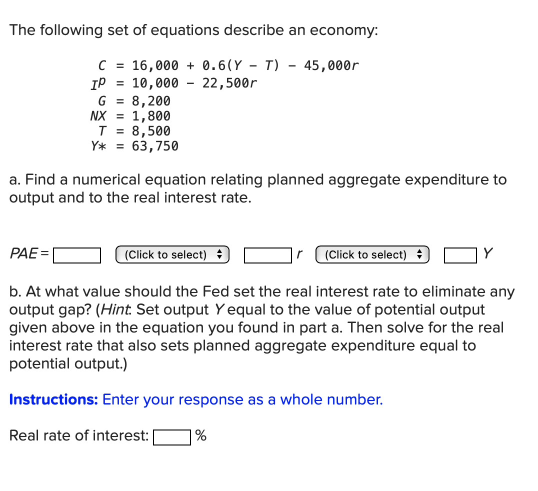 Solved The following set of equations describe an economy: | Chegg.com