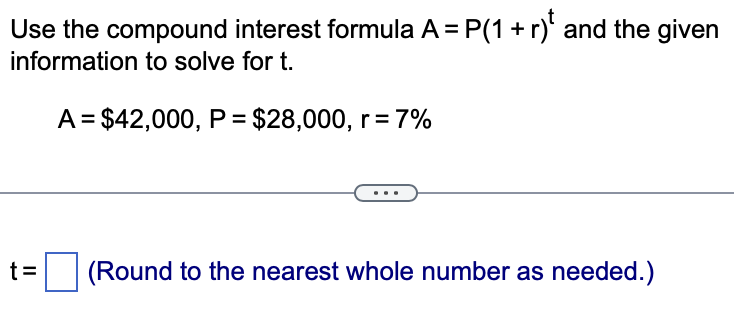 Solved Use the compound interest formula A=P(1+r)t and the | Chegg.com