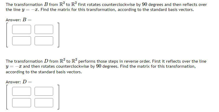 Solved The transformation B from R2 to R2 first rotates | Chegg.com