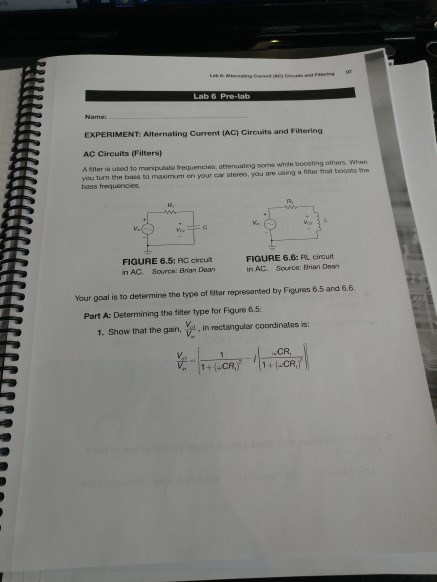 Solved Lab 6 Pre-lab Name EXPERIMENT: Alternating Current | Chegg.com