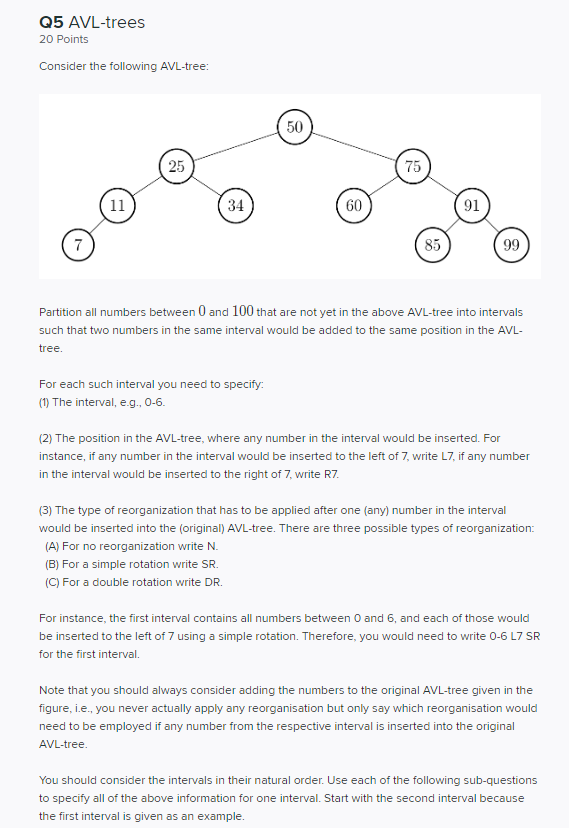 Solved Q5 AVL-trees 20 Points Consider the following | Chegg.com