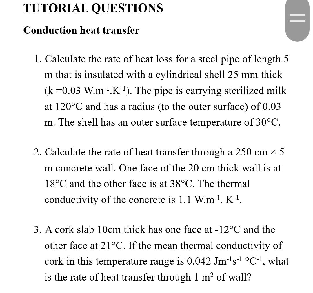 1. Calculate the rate of heat loss for a steel pipe | Chegg.com