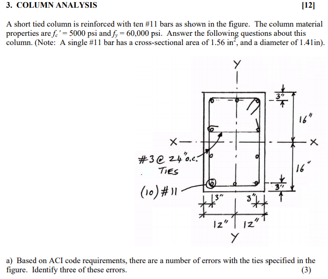 Solved 3. COLUMN ANALYSIS [12] A short tied column is | Chegg.com