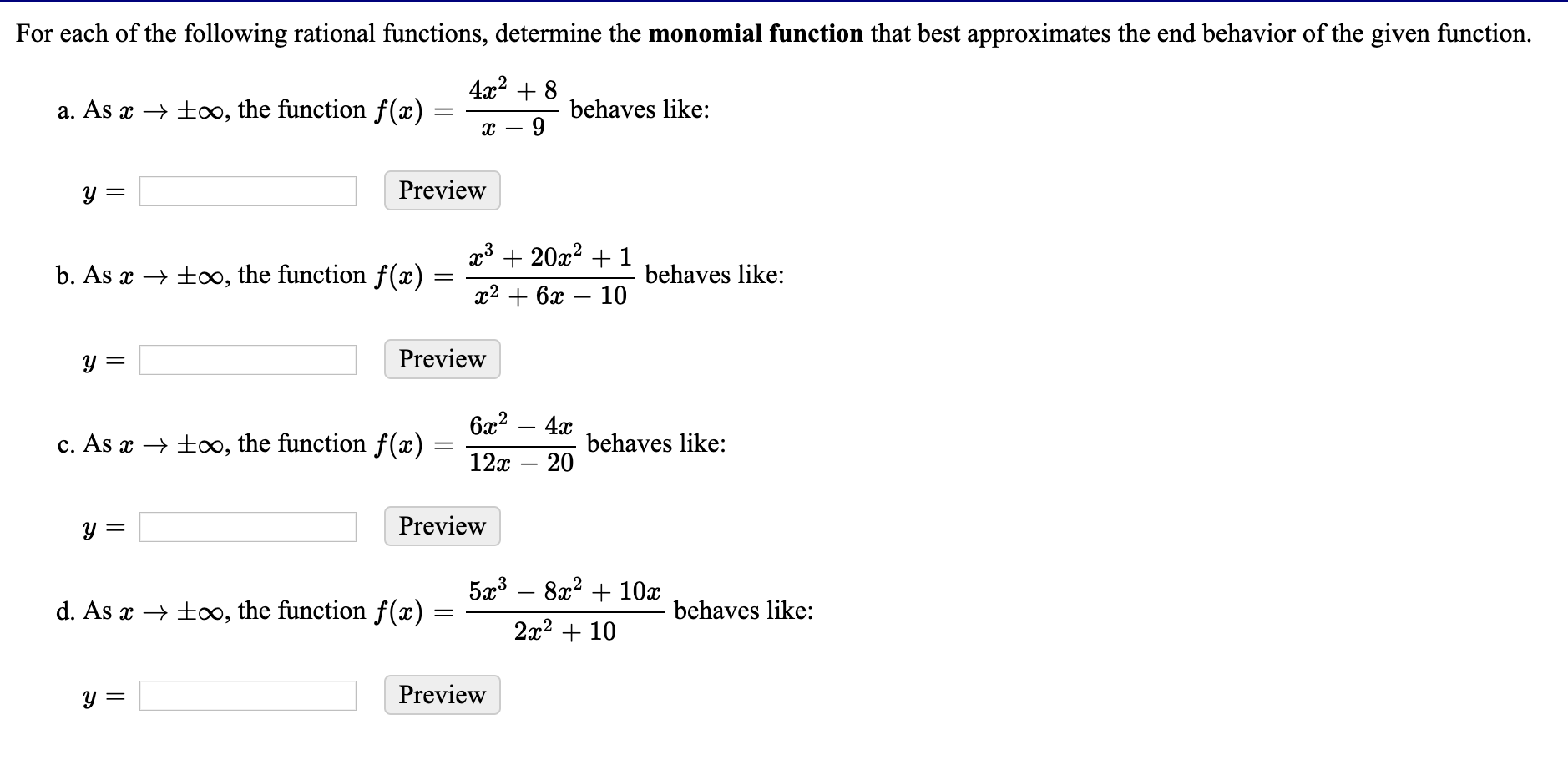 Solved For each of the following rational functions, | Chegg.com
