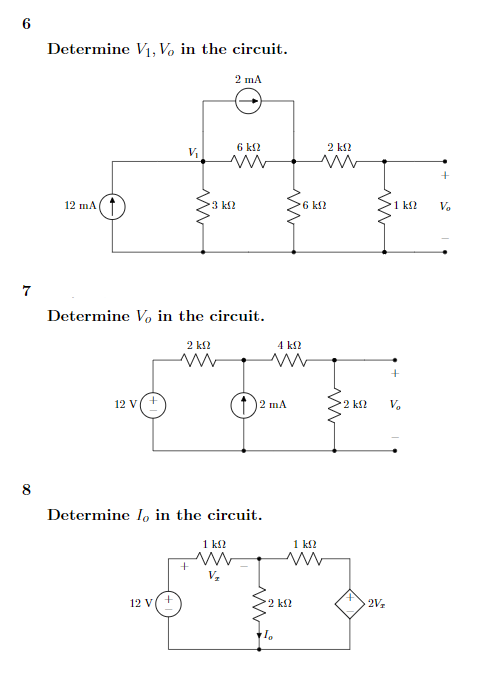 Solved Determine Vo in the circuit.Determine V1,Vo in the | Chegg.com