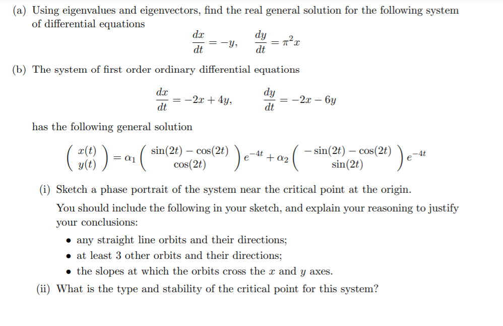 Solved (a) Using eigenvalues and eigenvectors, find the real | Chegg.com