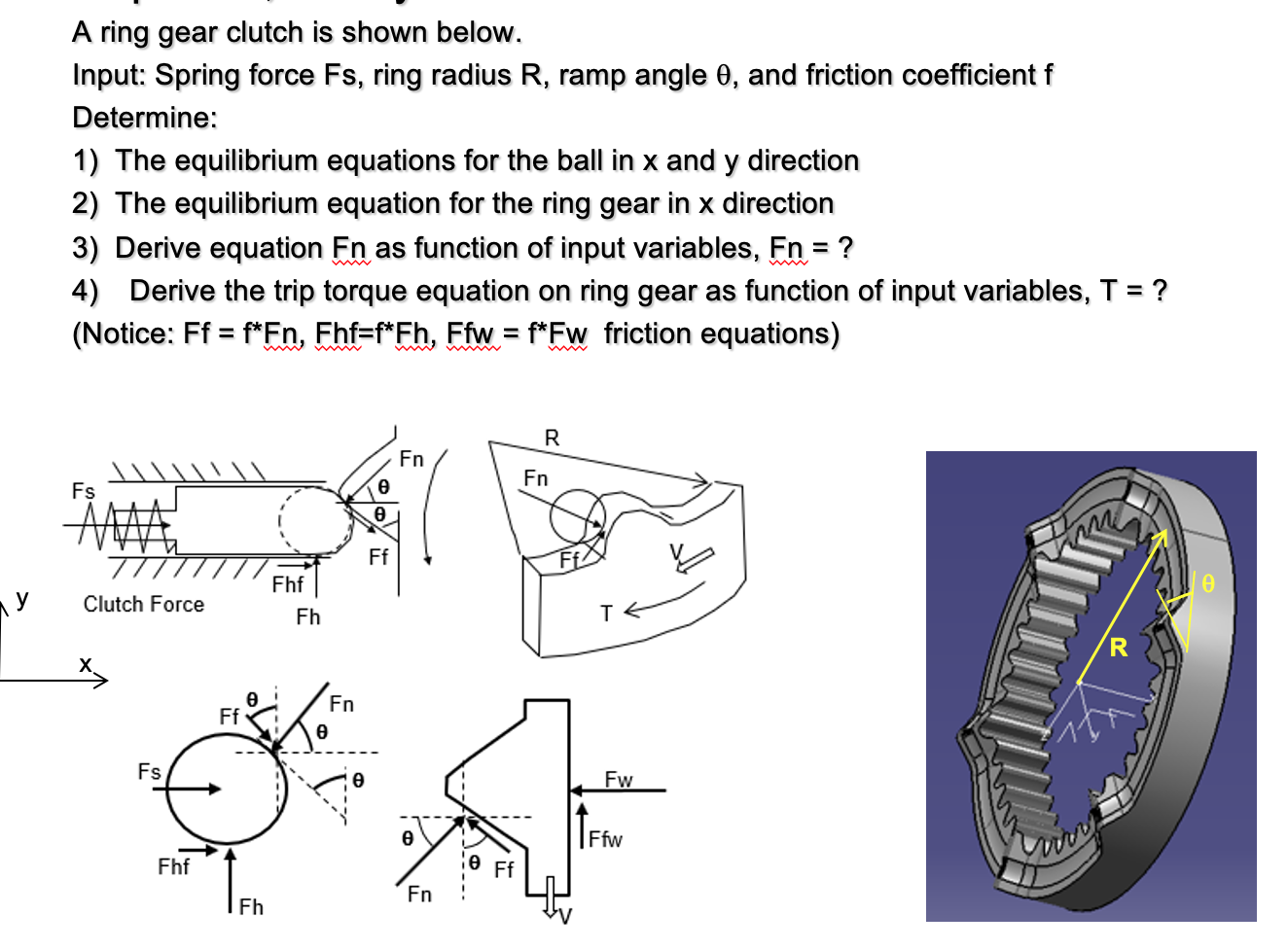 Solved A ring gear clutch is shown below. Input: Spring | Chegg.com