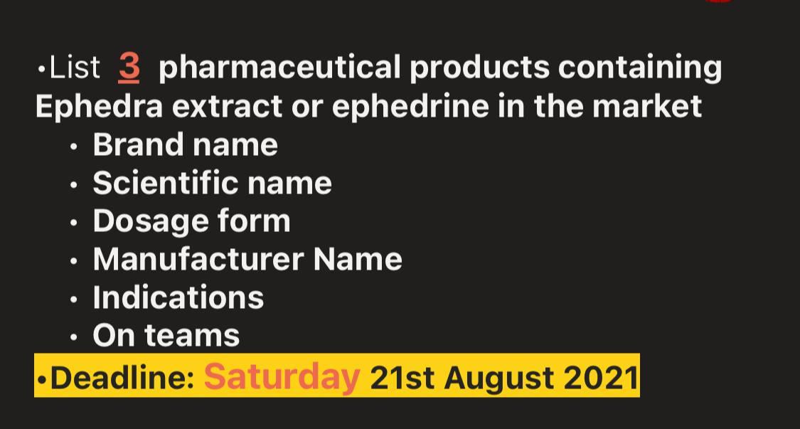•List 3 pharmaceutical products containing Ephedra | Chegg.com