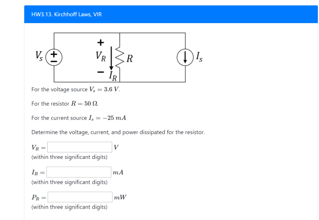 Solved Hw3 13 Kirchhoff Laws Vir Vi For The Voltage Source