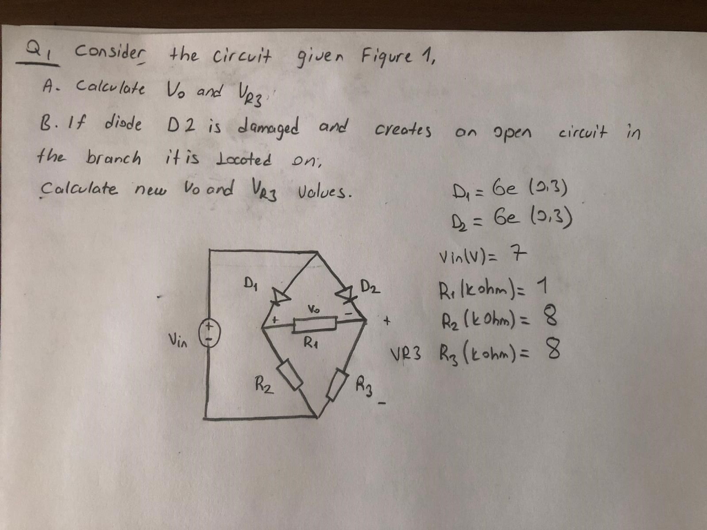 Solved VR3 Q, consider the circuit given Figure 1, A. | Chegg.com
