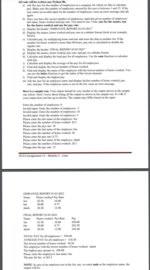 Solved I need help writing this code in python using lists | Chegg.com