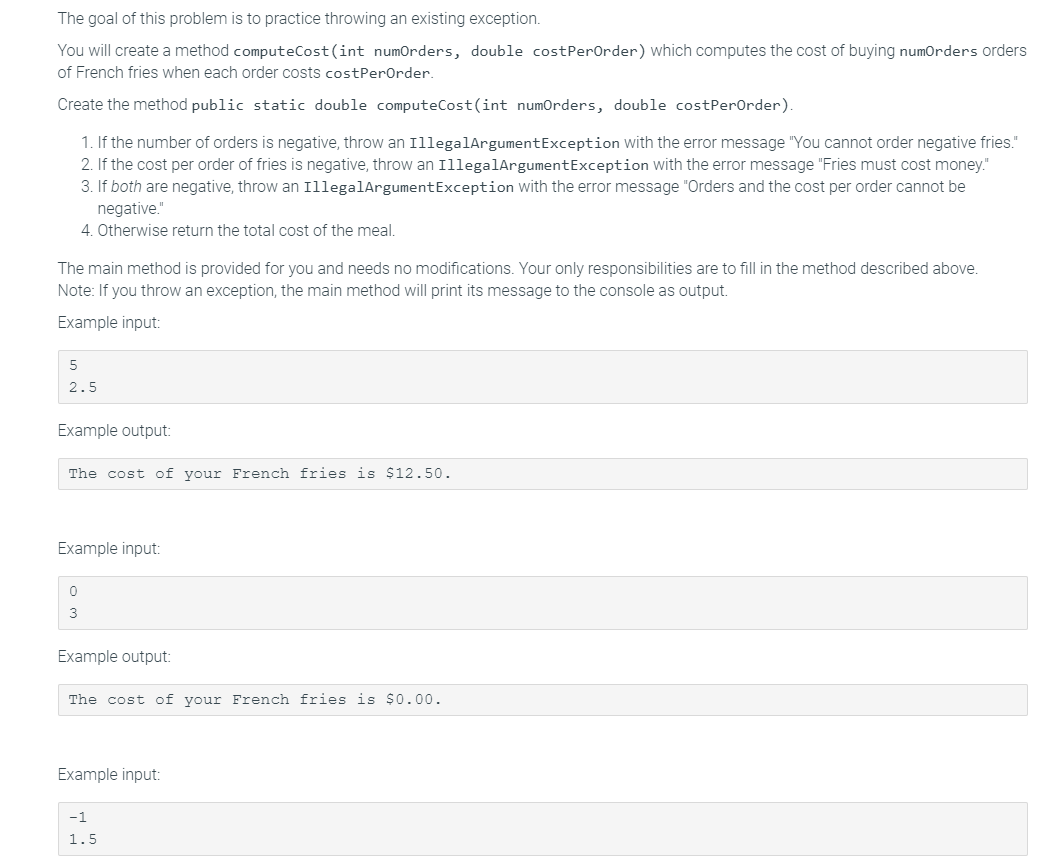 Solved The goal of this problem is to practice throwing an | Chegg.com