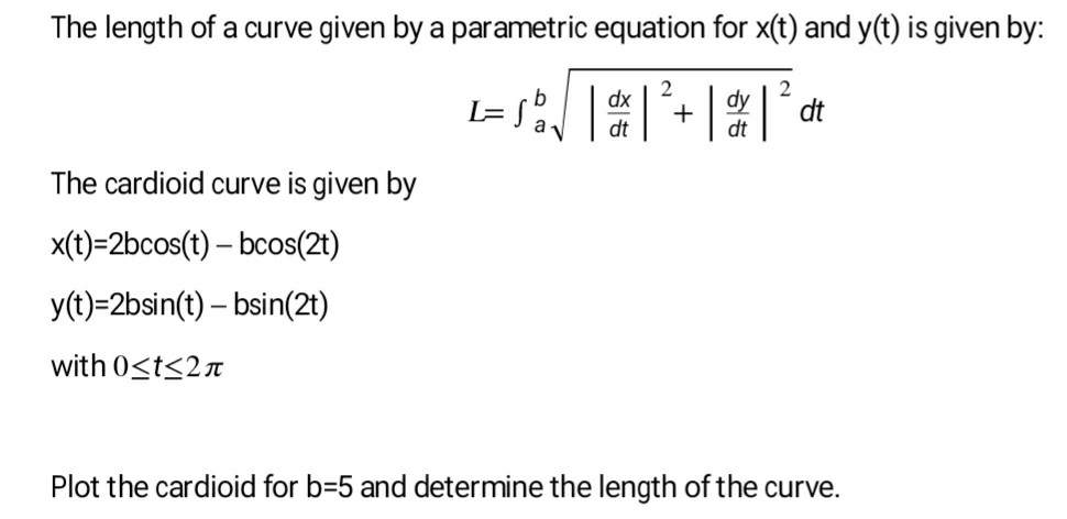 Solved The length of a curve given by a parametric equation | Chegg.com