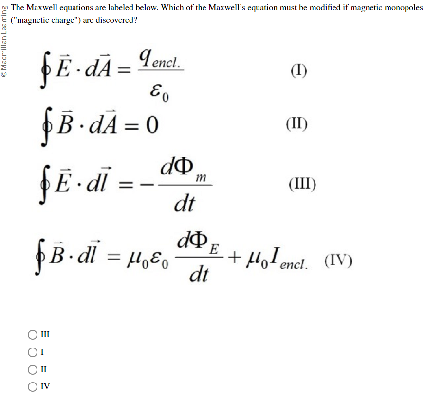 Solved o∫﻿﻿vec(E)*dvec(A)=qencl. ε0o∫﻿﻿vec(B)*dvec(A)=0o∫﻿﻿v | Chegg.com