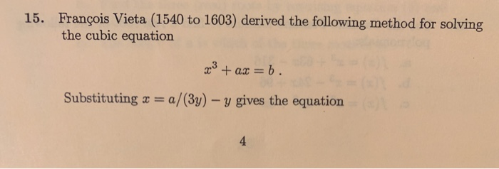 Solved François Vieta (1540 to 1603) derived the following | Chegg.com