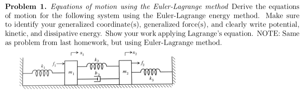 Solved Problem 1 Equations Of Motion Using The