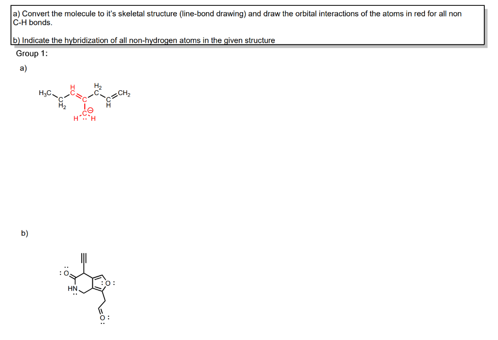 Solved a) Convert the molecule to it's skeletal structure | Chegg.com