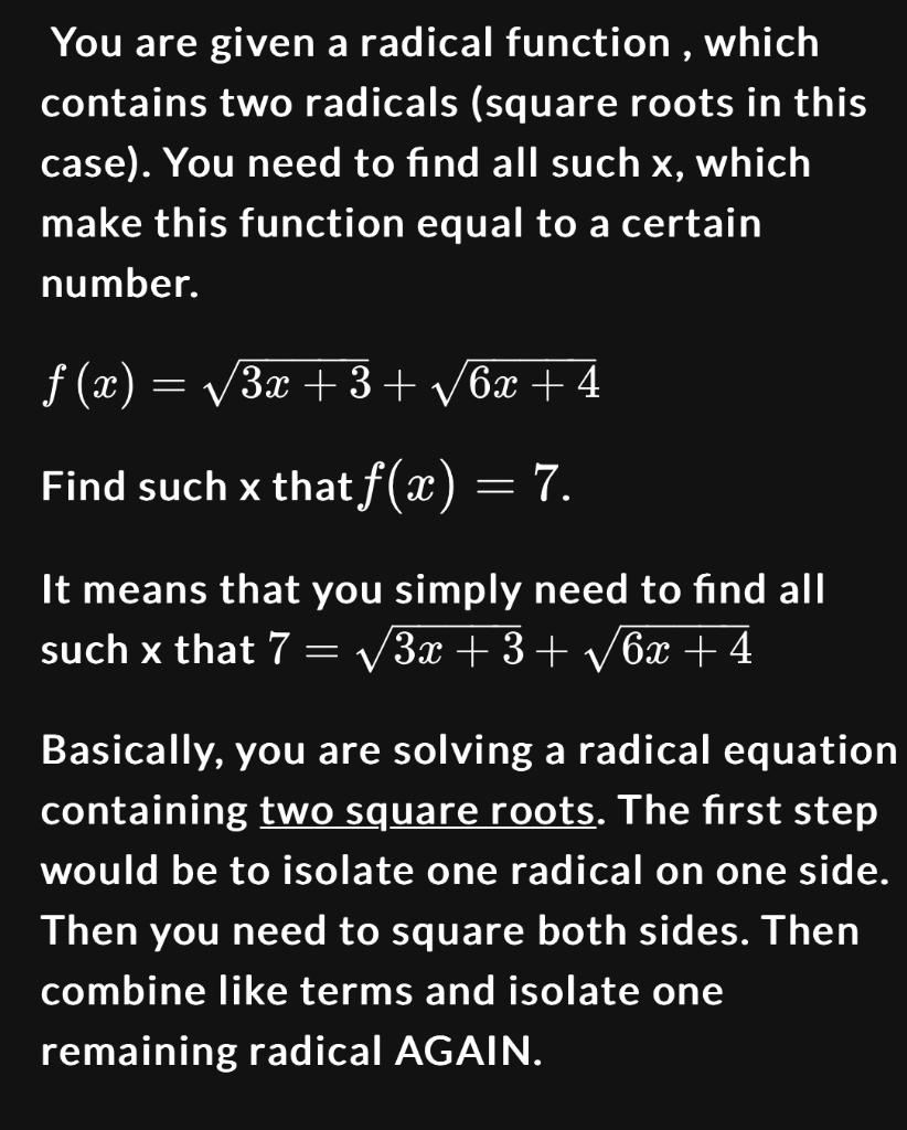 Solved You are given a radical function , which contains two | Chegg.com