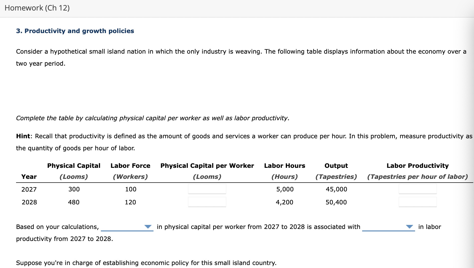 Solved 3. Productivity and growth policies Consider a | Chegg.com