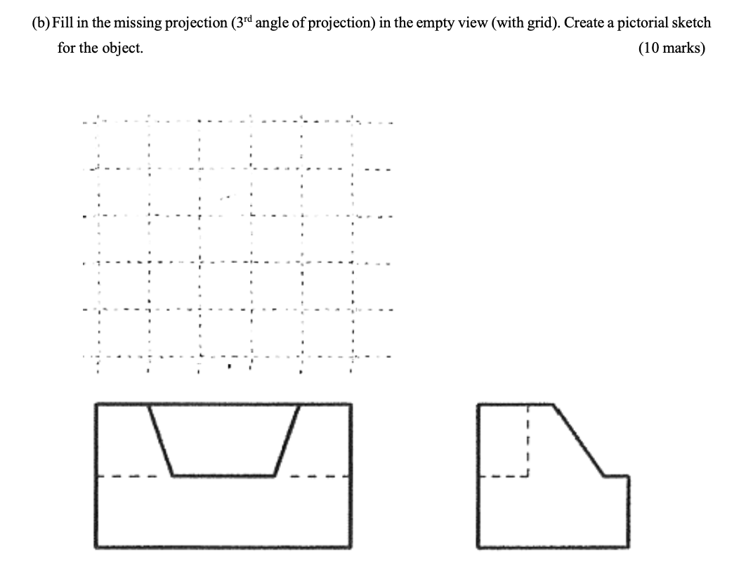 Solved (b)Fill in the missing projection (3rd angle of | Chegg.com