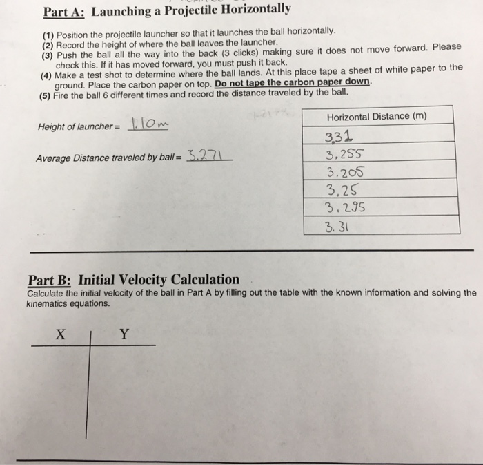 Solved Part A: Launching a Projectile Horizontally (1) | Chegg.com