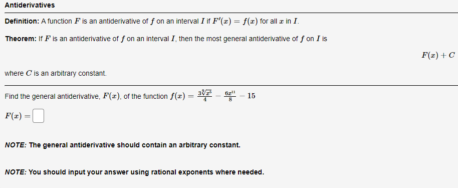 Solved Definition: A function F is an antiderivative of f on | Chegg.com