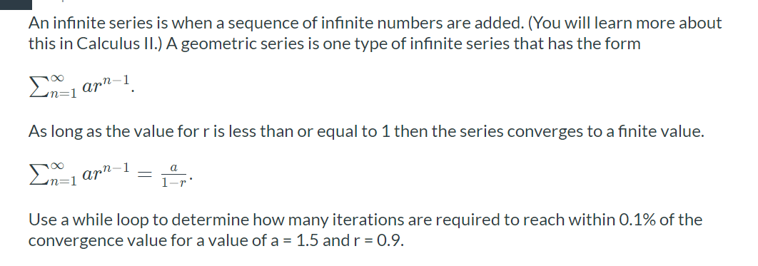 Solved An infinite series is when a sequence of infinite | Chegg.com