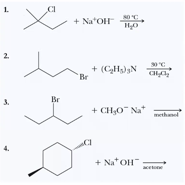 Solved . 1. Cl X + Nato 80 °C H2O 2 . + (C2H5) 3N Br 30 °C | Chegg.com