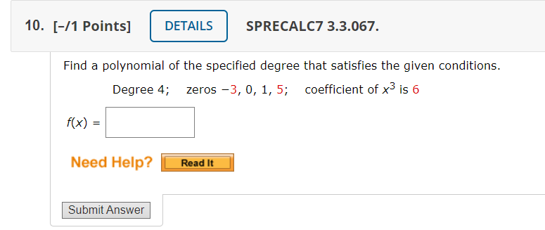 Solved 10. [-/1 Points] DETAILS SPRECALC7 3.3.067. Find a | Chegg.com