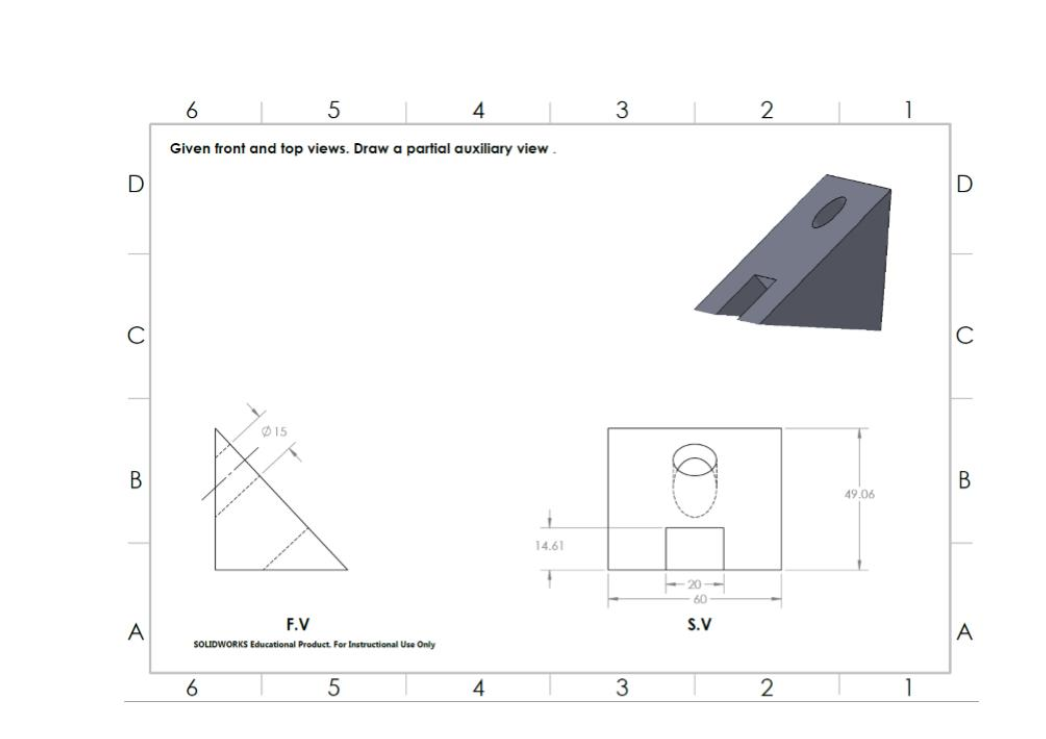 Solved 6 5 4 3 2 1 Given front and top views. Draw a partial | Chegg.com