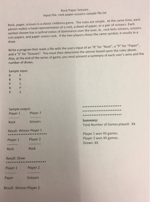 Solved Rock Paper Scissors Input File: | Chegg.com